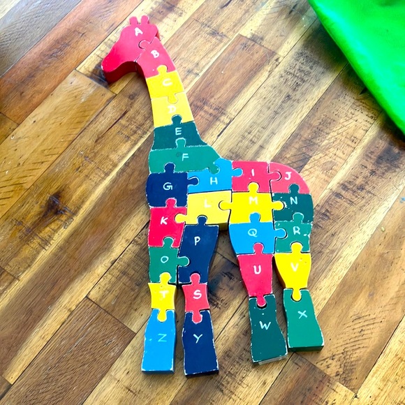 Toys | Wooden Learning Giraffe Abc And Numbers Puzzle | Poshmark